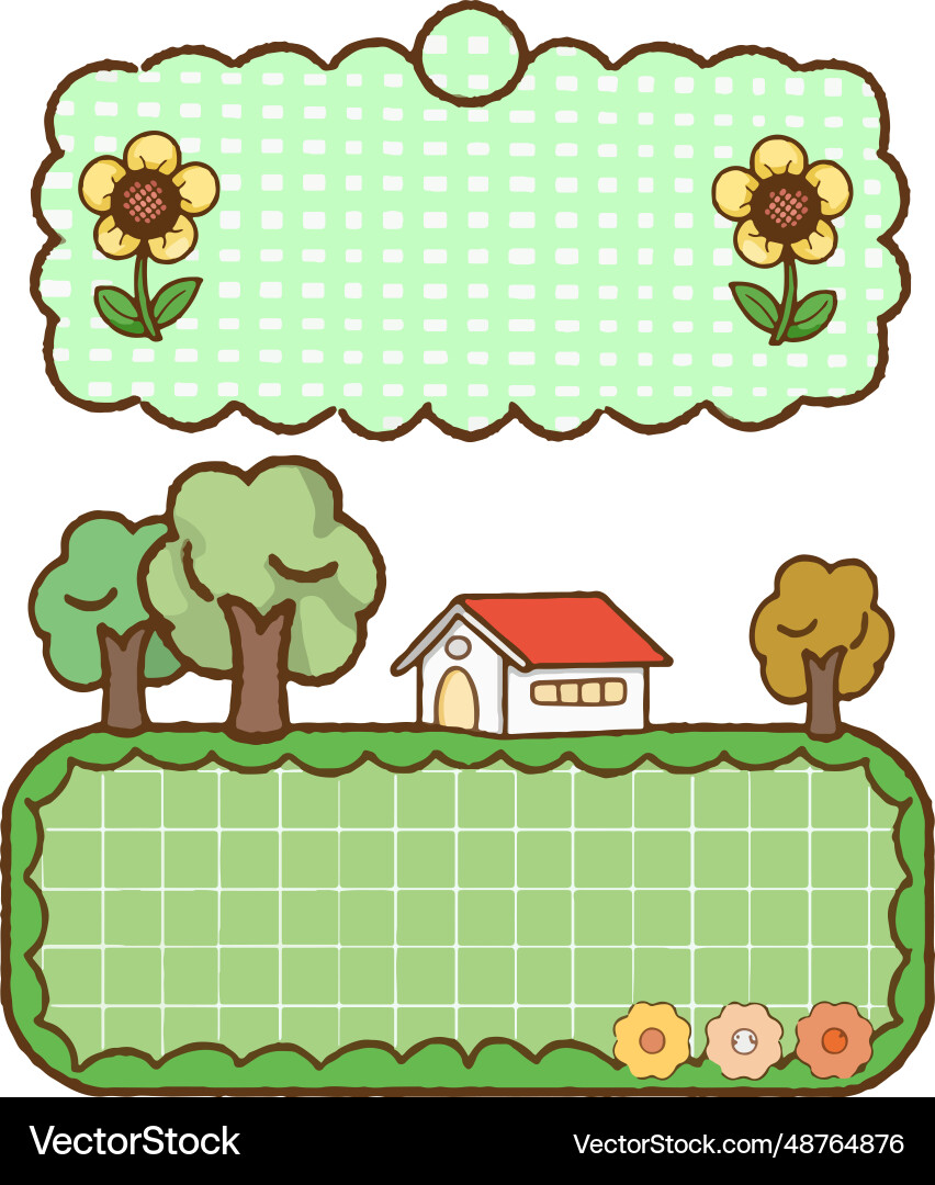 Green plant decorative title frame cute cartoon Vector Image