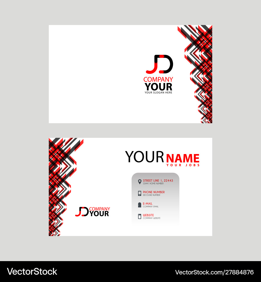 Jd logo on red black business card Royalty Free Vector Image