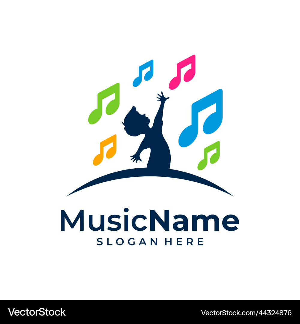 Music kids logo icon child Royalty Free Vector Image