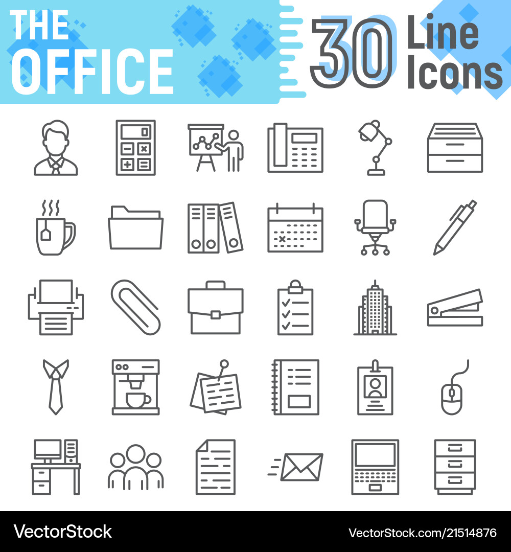 Office line icon set business symbols collection Vector Image