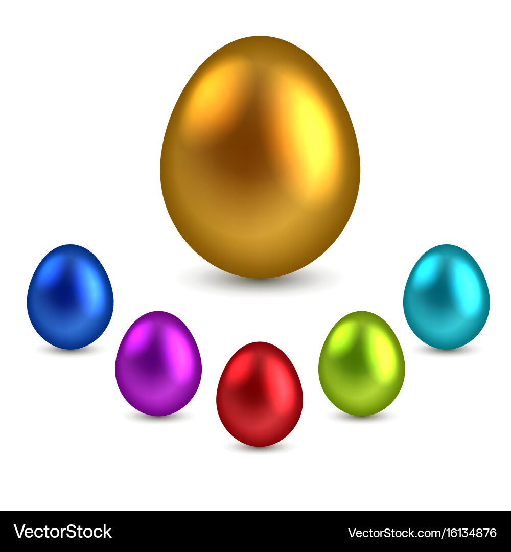 Set of color glossy eggs isolated on white Vector Image