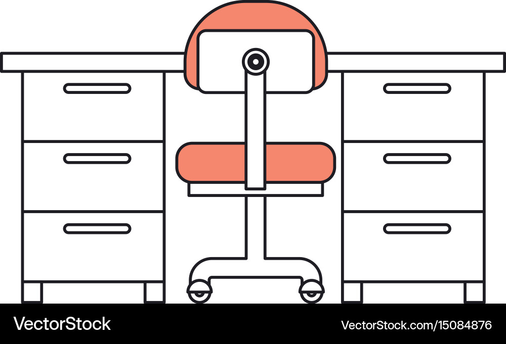 Silhouette color sections of work place office Vector Image
