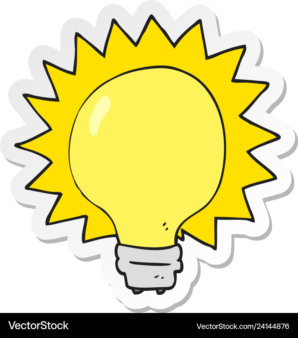 Sticker of a cartoon light bulb Royalty Free Vector Image