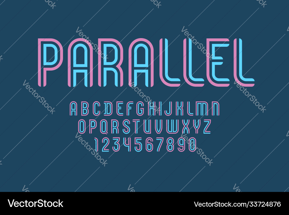 Striped font sans serif alphabet from two stripes Vector Image