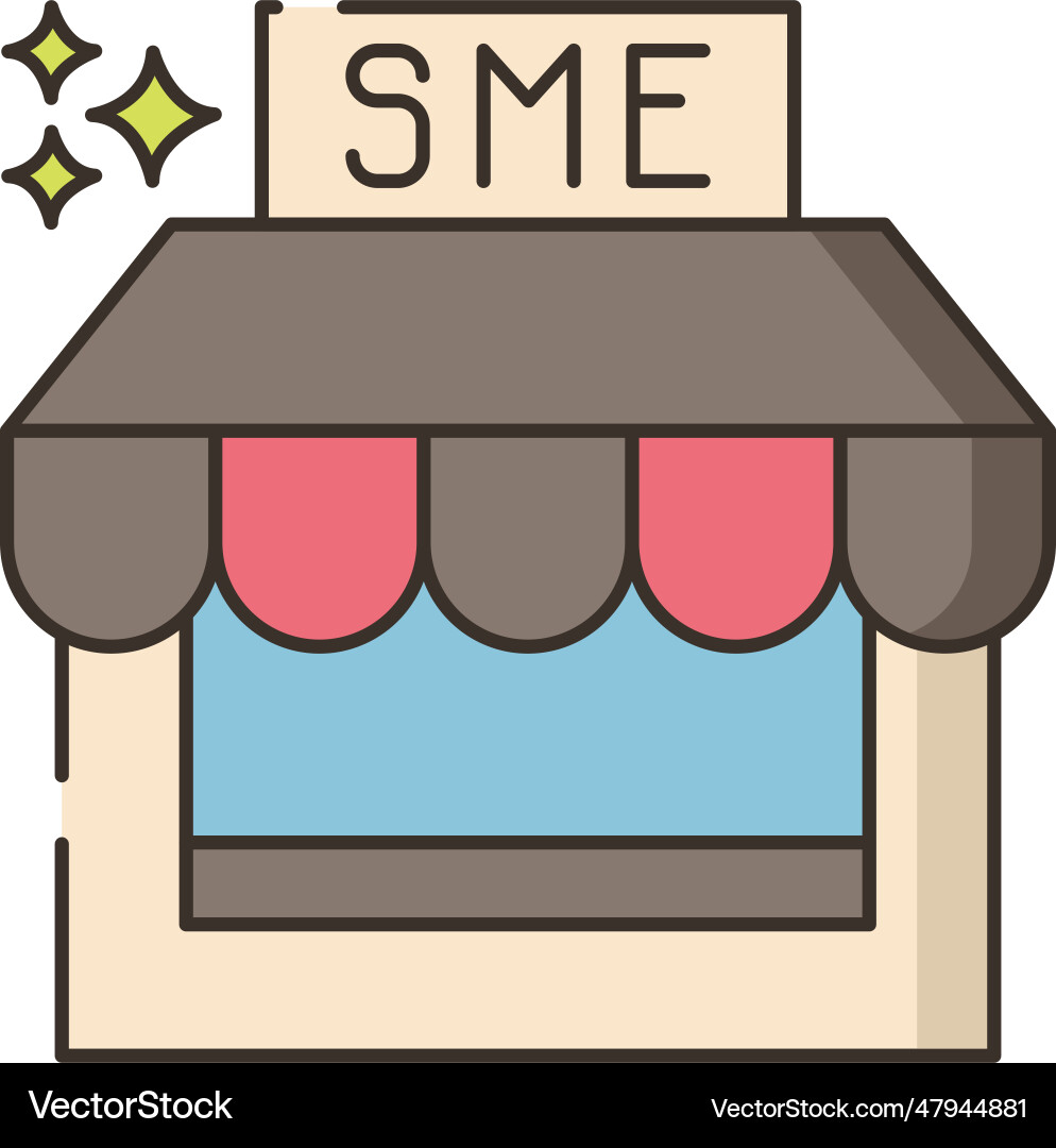 A store front with a sign that says sme Royalty Free Vector