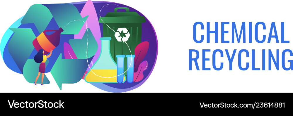 Chemical recycling concept banner header Vector Image