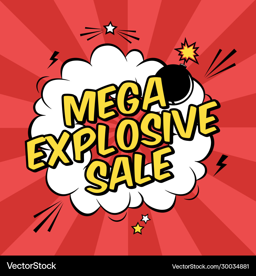 Colorful pop art with mega explosive sale Vector Image