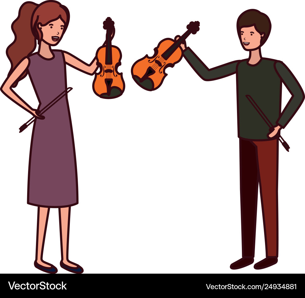 Couple with musical instruments avatar character Vector Image