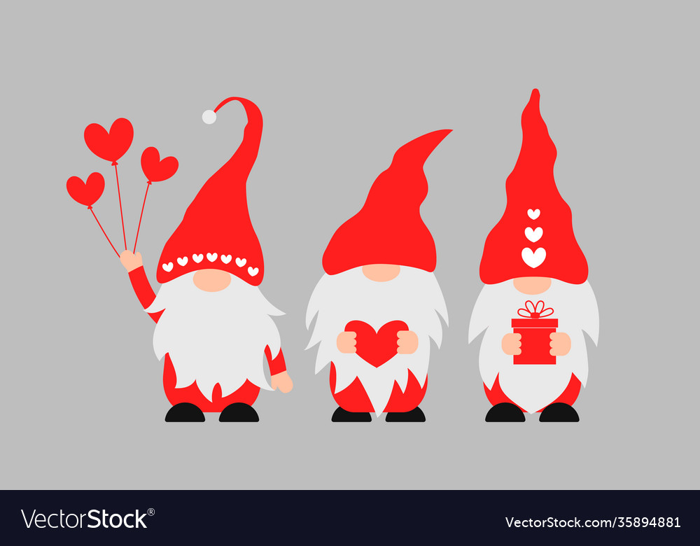 Cute cartoon valentine gnomes scandinavian nordic Vector Image
