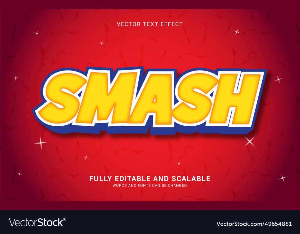 Editable text effect smash style Royalty Free Vector Image