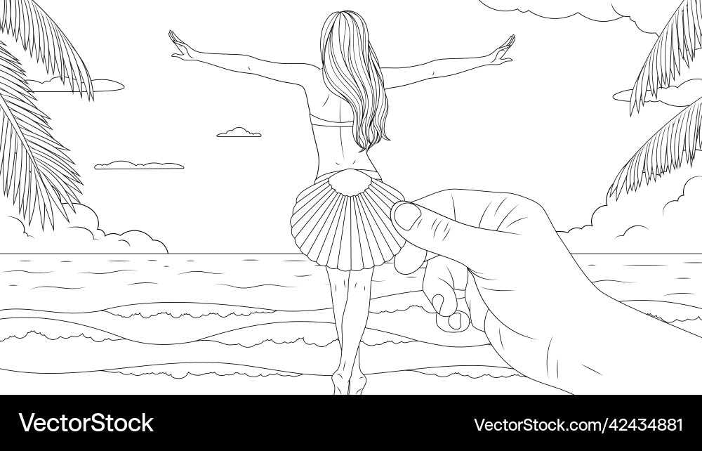Girl on the ocean Royalty Free Vector Image - VectorStock