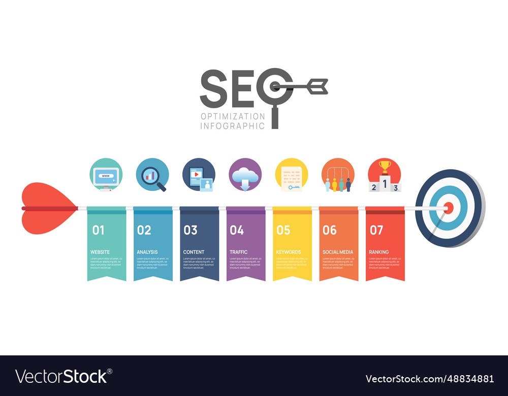 Infographic template seo optimization diagram Vector Image