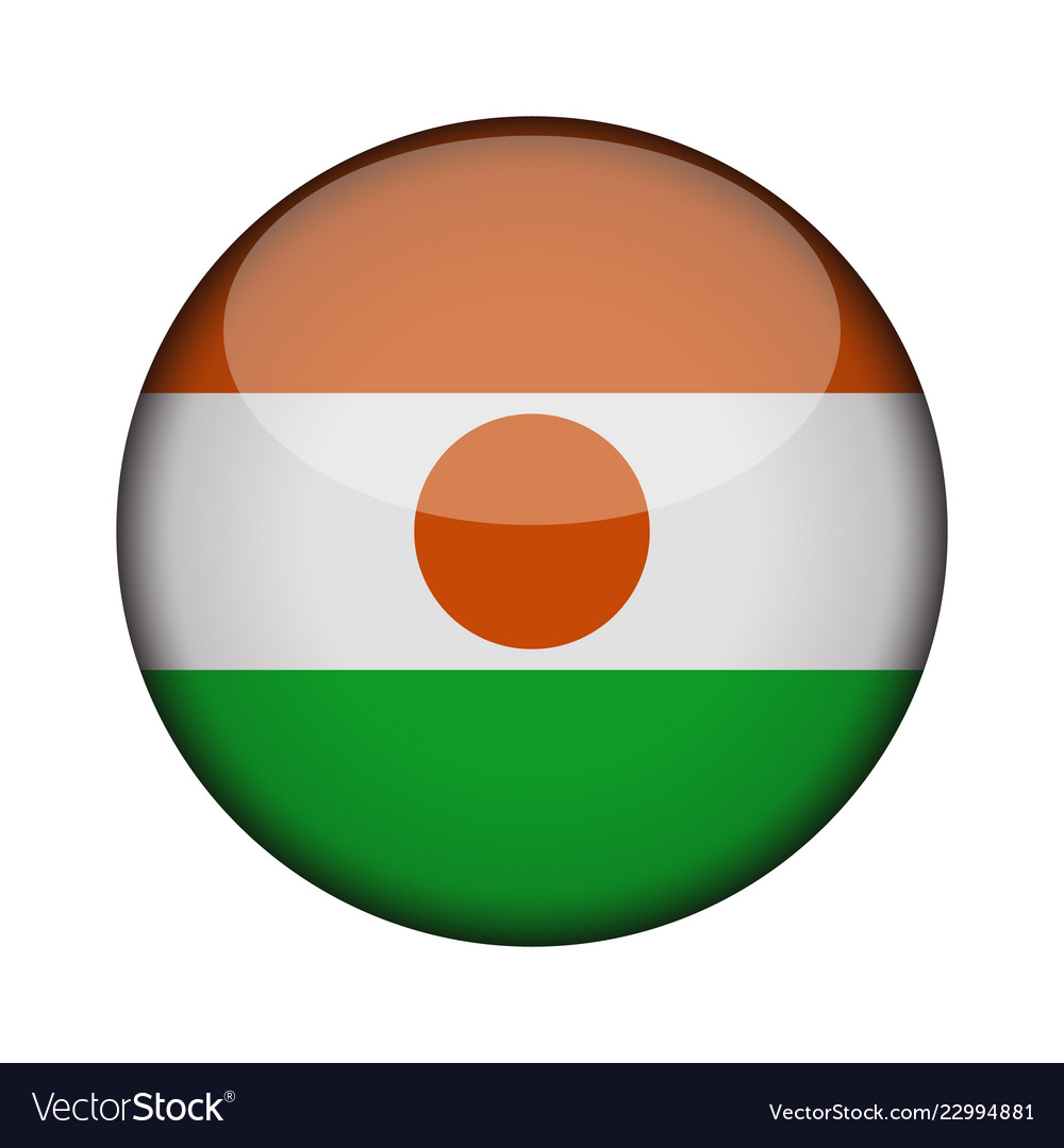 Niger flag in glossy round button icon niger Vector Image Niger flag in glossy round button icon niger Vector Image