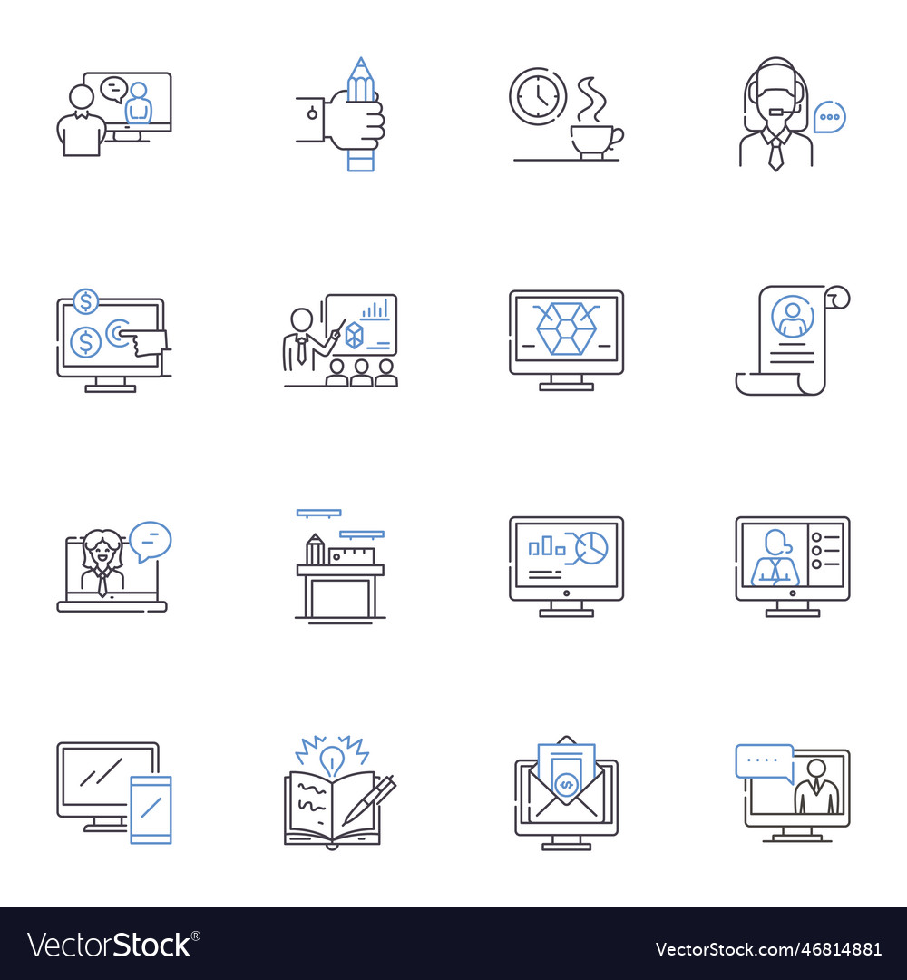 Occupied workforce line icons collection Vector Image