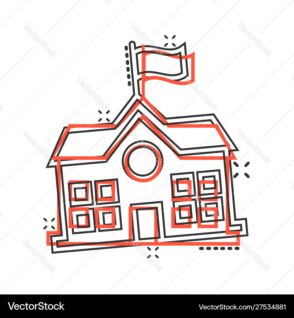 School building icon in comic style college Vector Image