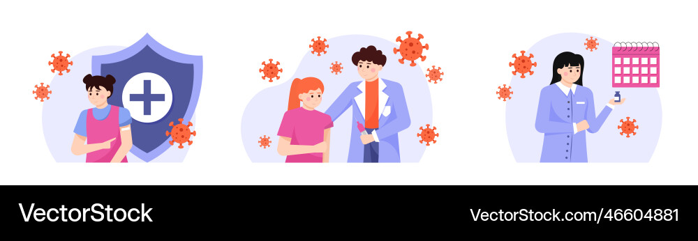 Set of young cartoon characters getting routine Vector Image