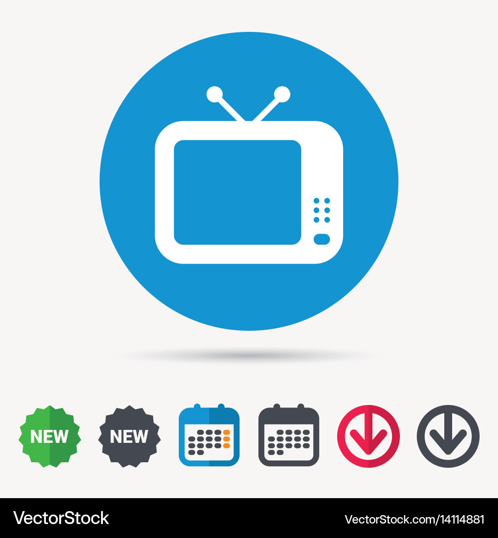 Tv icon retro television sign Royalty Free Vector Image