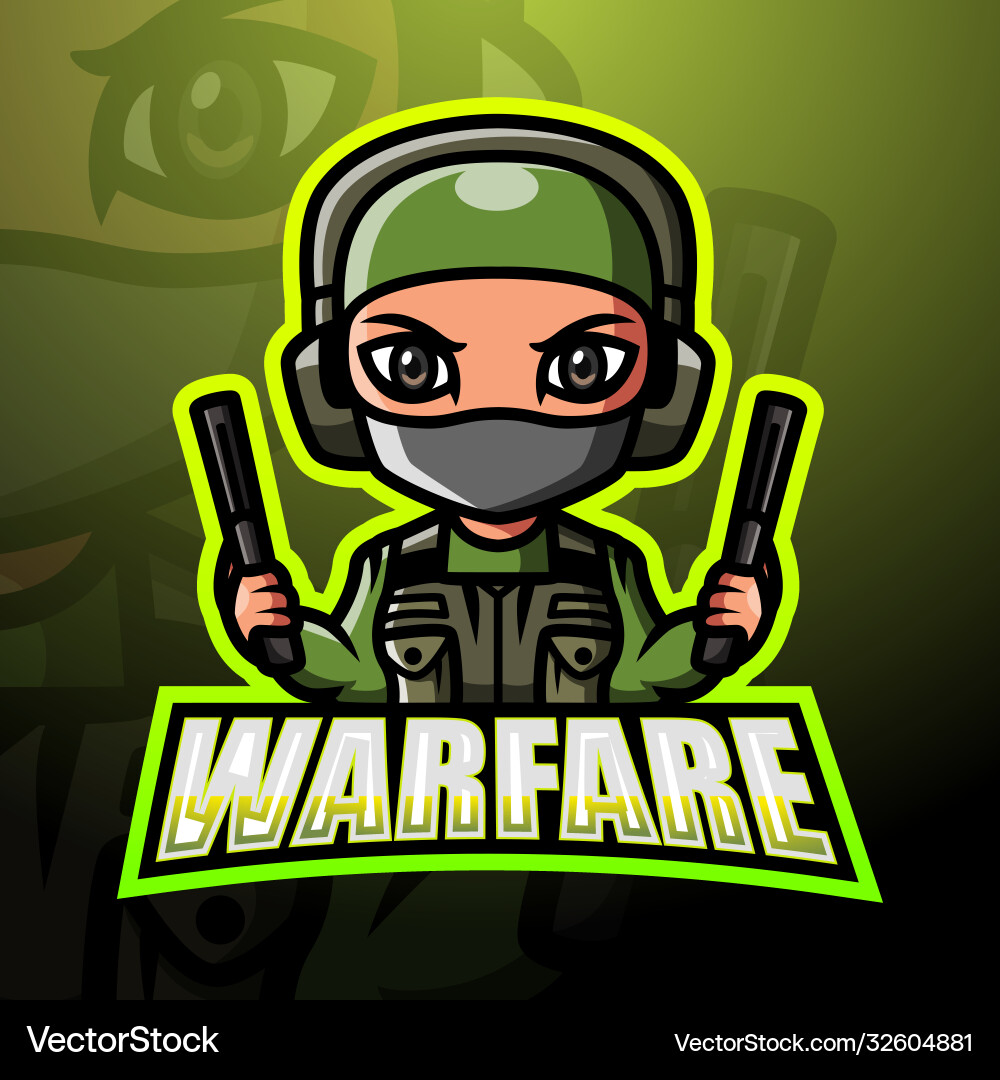 Warfare mascot esport logo design Royalty Free Vector Image