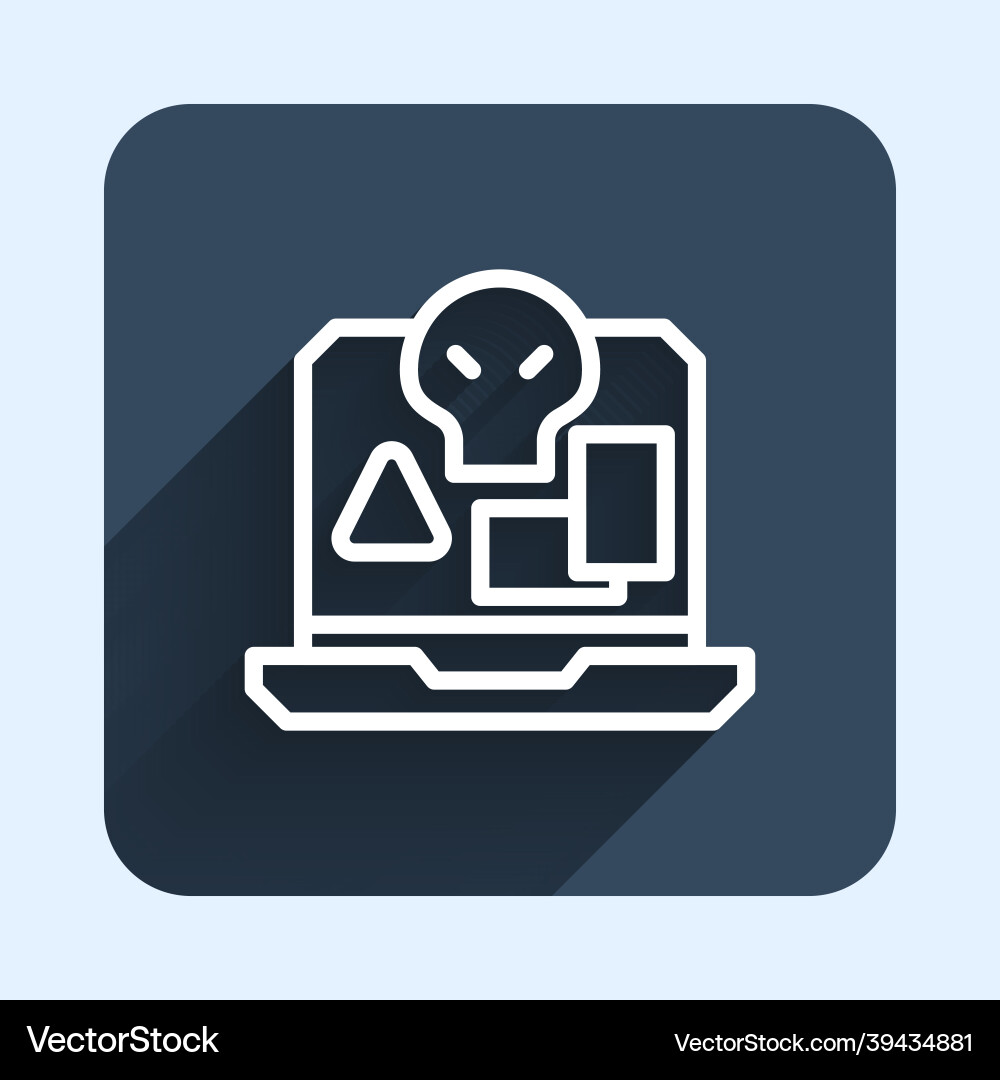 White line internet piracy icon isolated with long