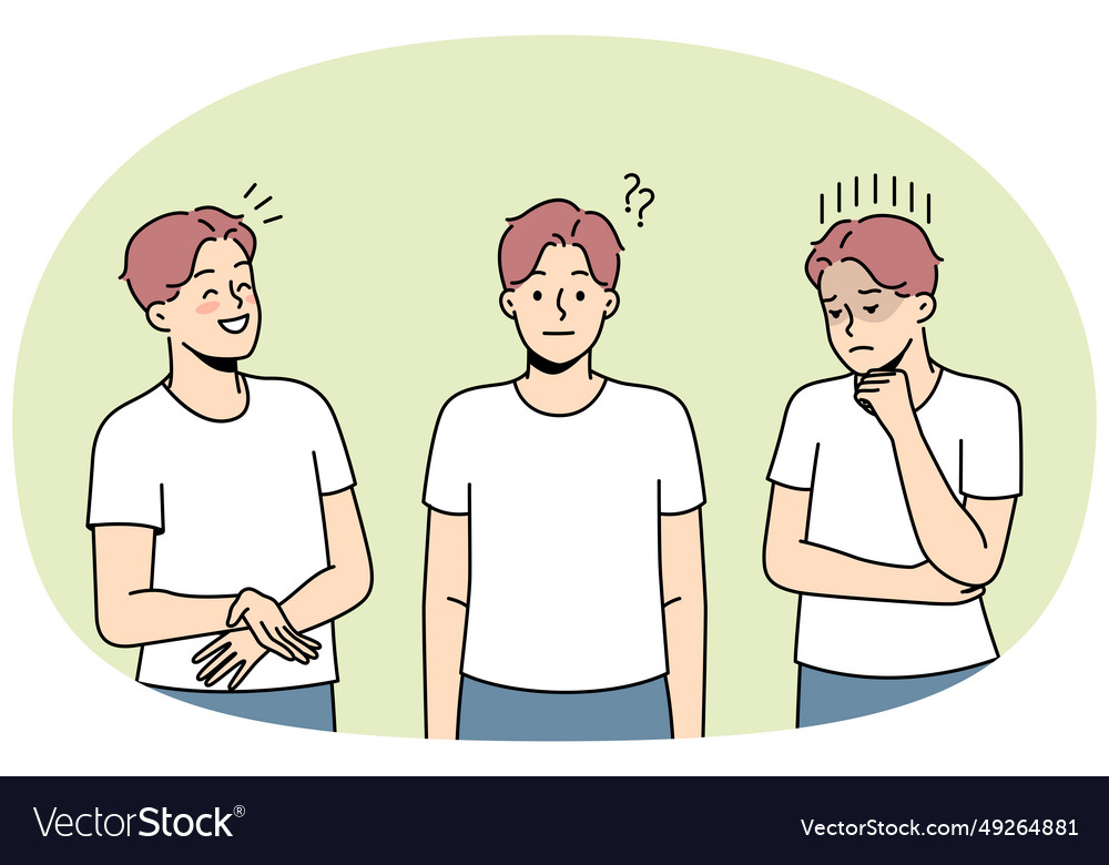 Young man showing different emotions Royalty Free Vector