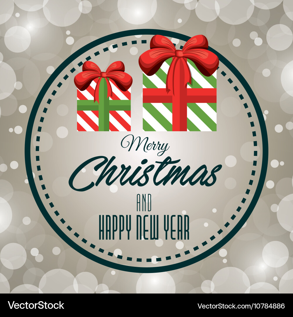 Card merry christmas with gift label design Vector Image