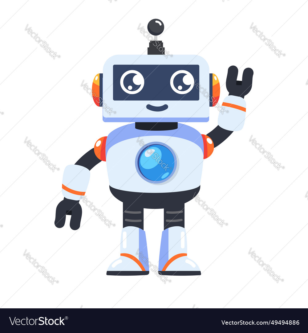 Cute technology ai robot flat Royalty Free Vector Image