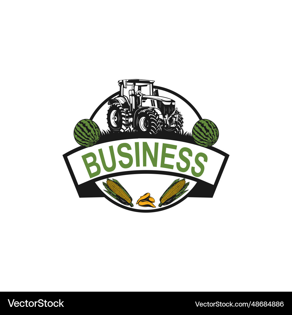 Farm badge logo with tractor simple minimalist Vector Image