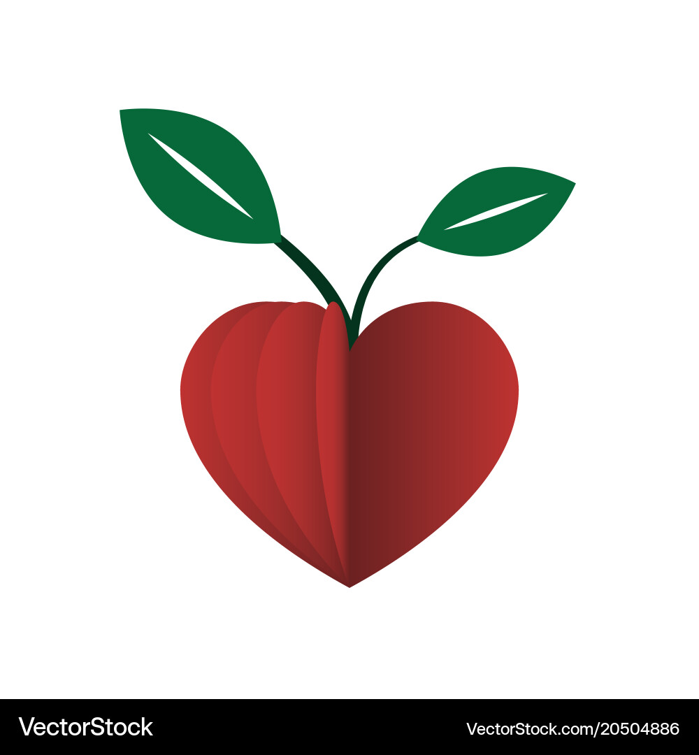 Heart love young plant flat icon Royalty Free Vector Image