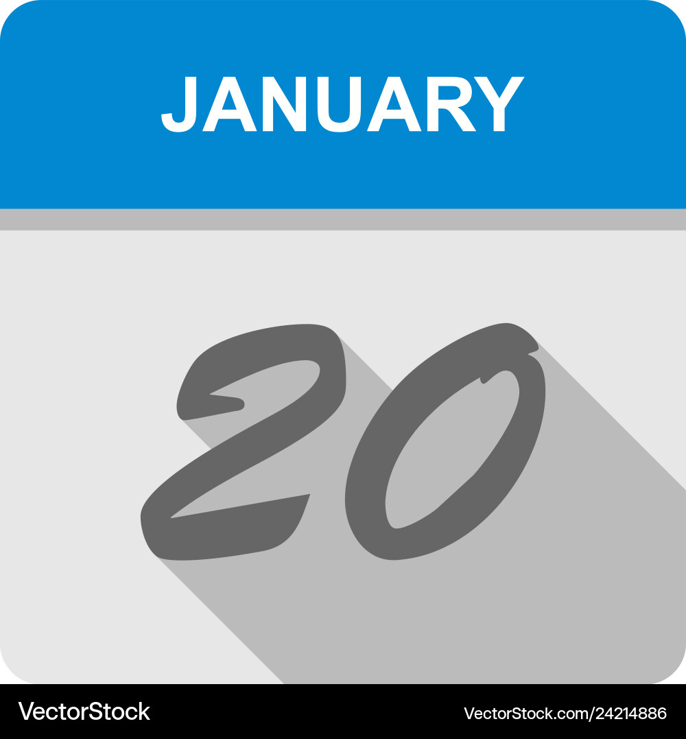 January 20th date on a single day calendar Vector Image