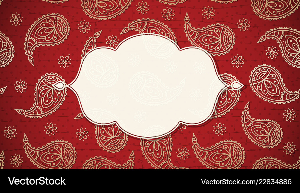 Paisley background with a frame in indian slile Vector Image