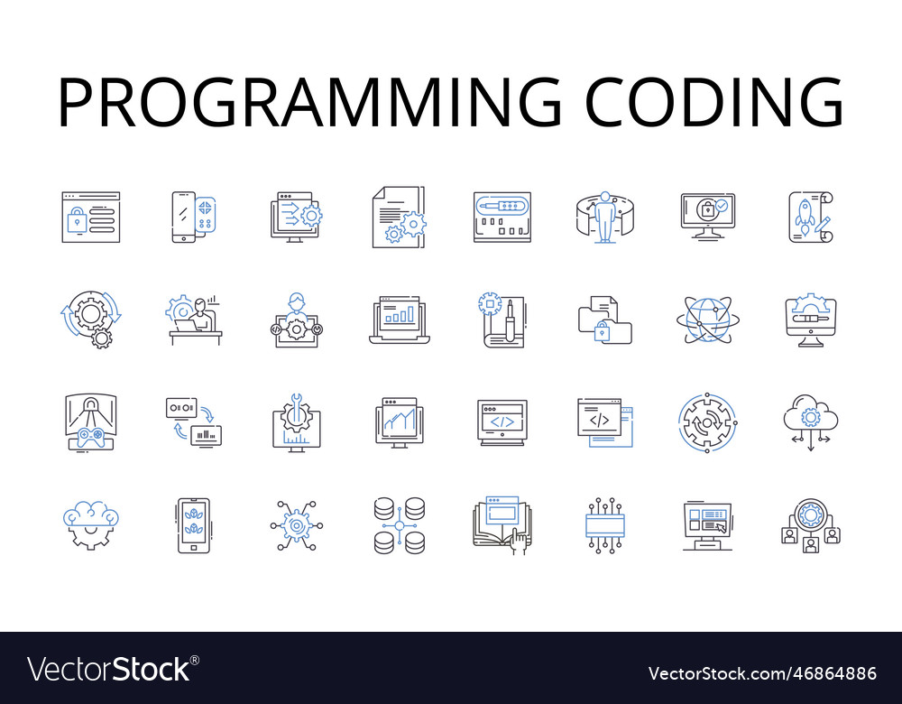 Programming coding line icons collection writing Vector Image