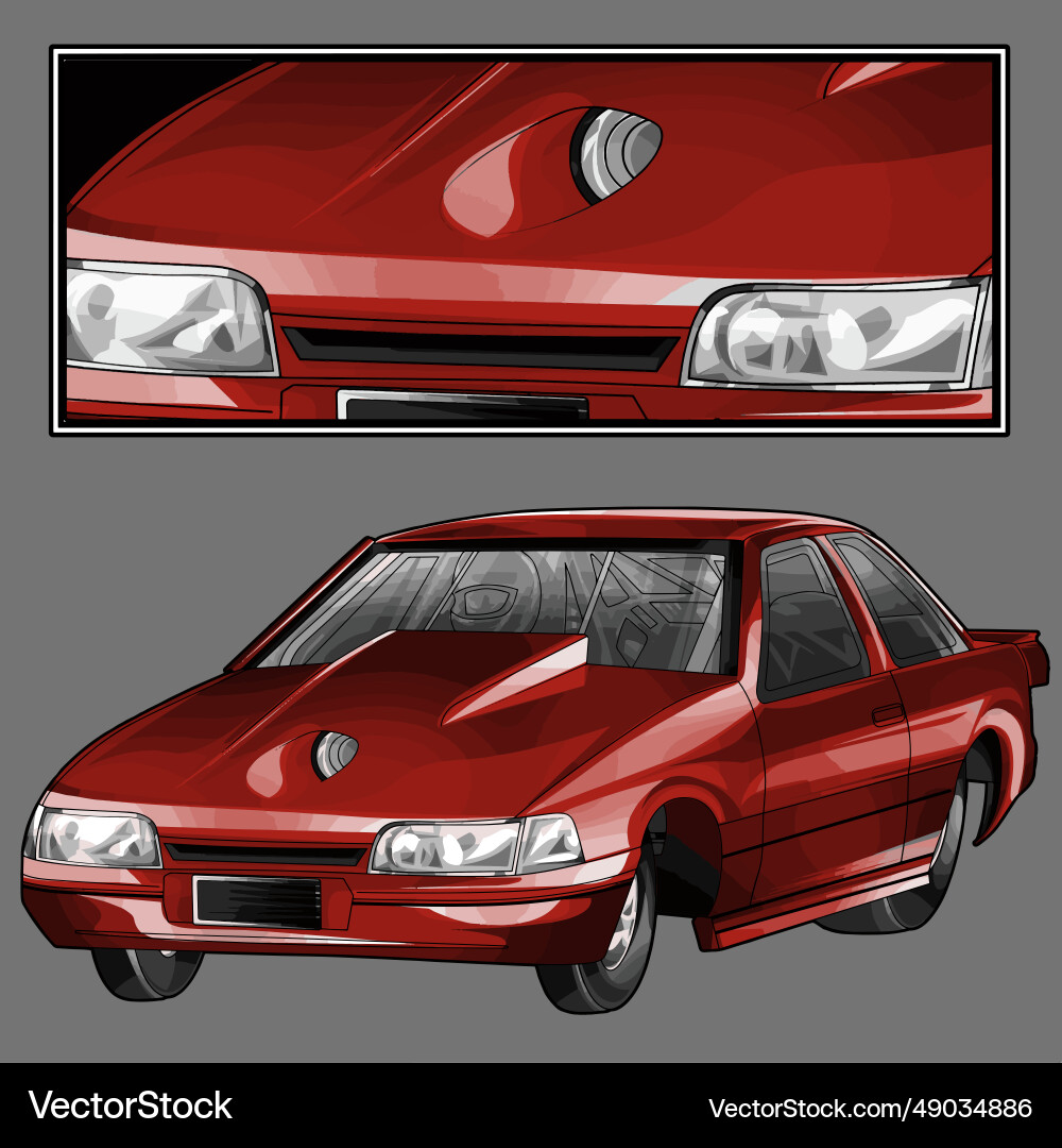 Red drag racing car with black strip Royalty Free Vector