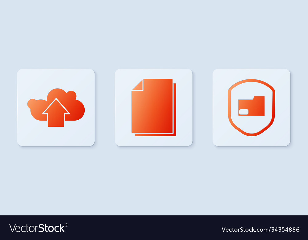 Set document cloud upload and folder Royalty Free Vector