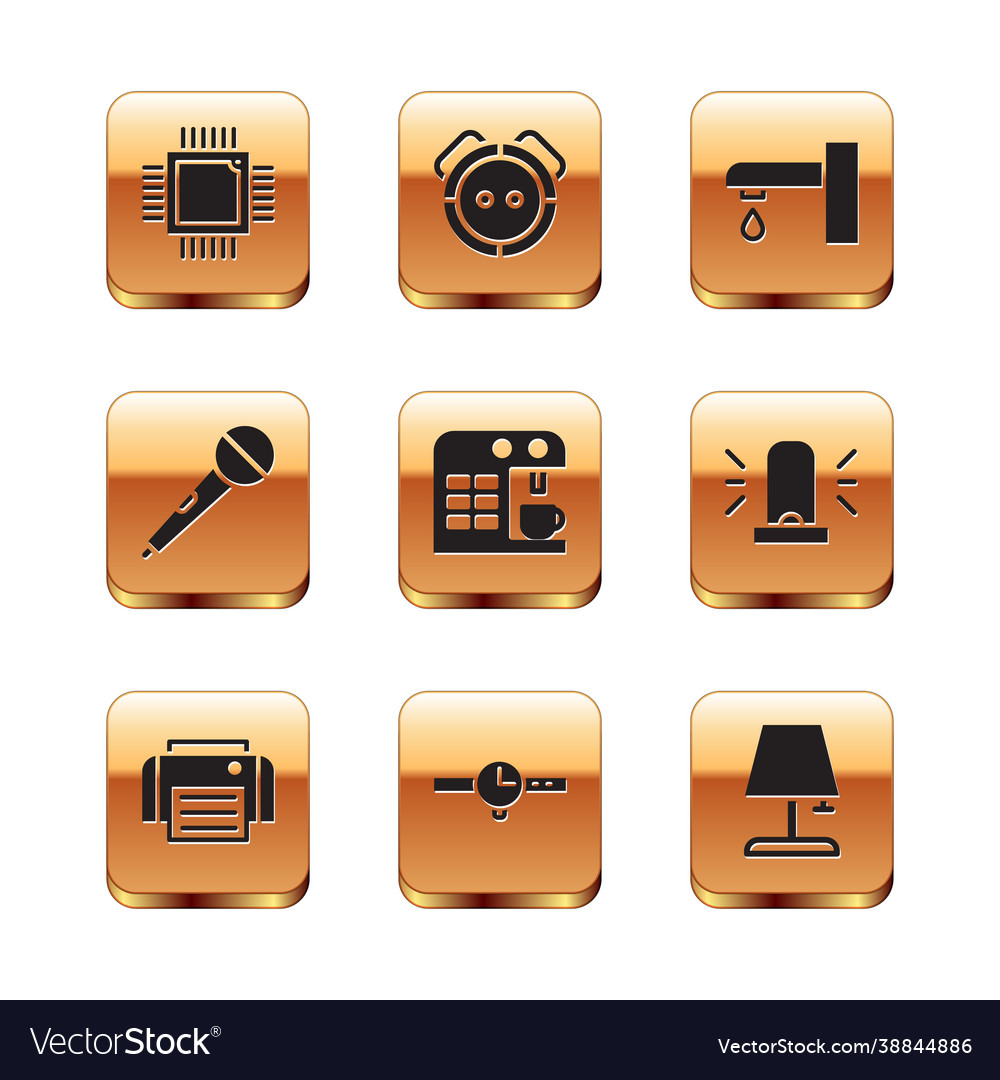 Set processor with microcircuits cpu printer Vector Image