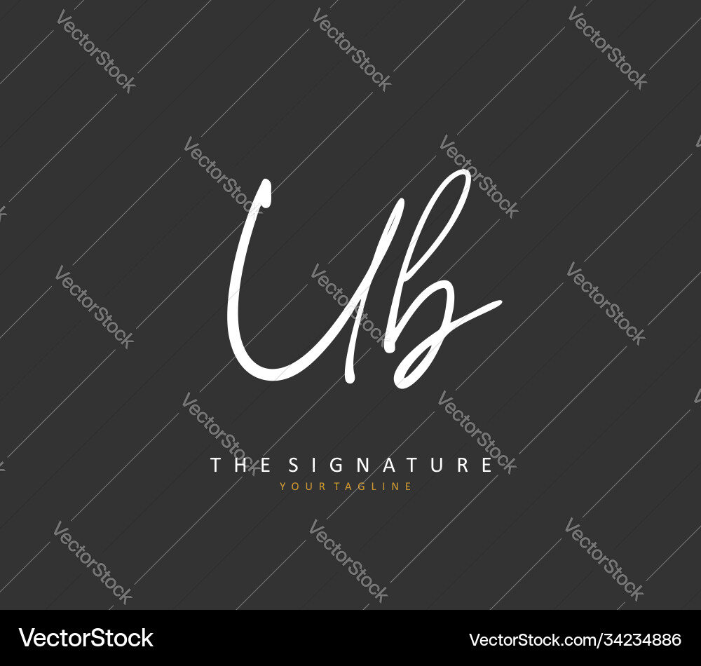 U b ub initial letter handwriting and signature Vector Image