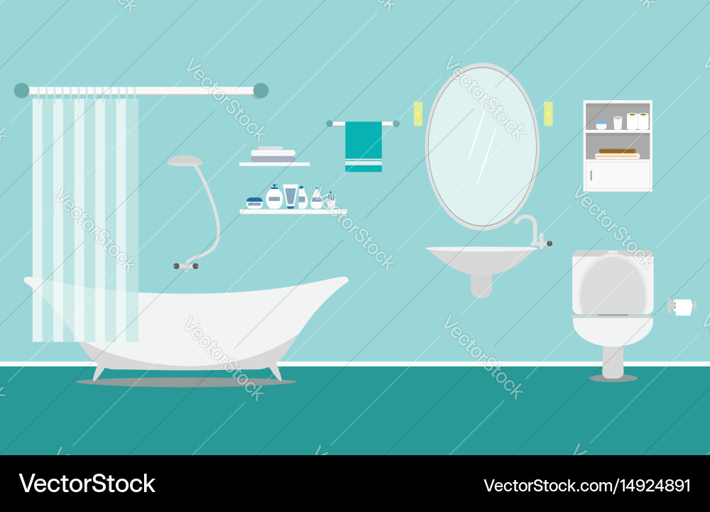 Bathroom with furniture interior on background Vector Image