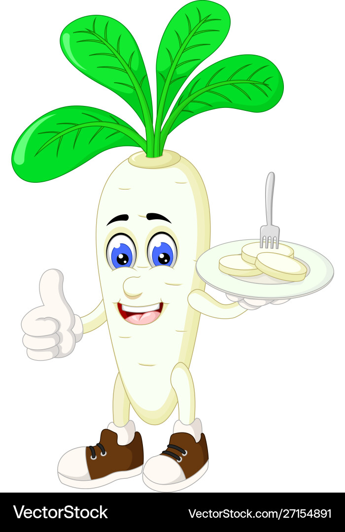 Cute Radish Cartoon Character Royalty Free Vector Image