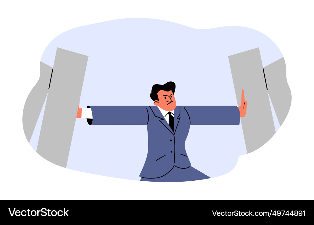 Emotional businessman holding falling sticks flat Vector Image