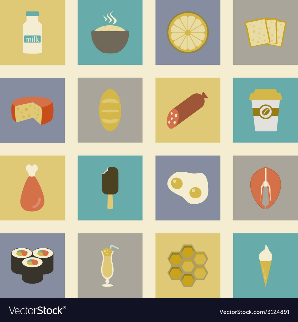 Fast food colorful flat design icons set template Vector Image