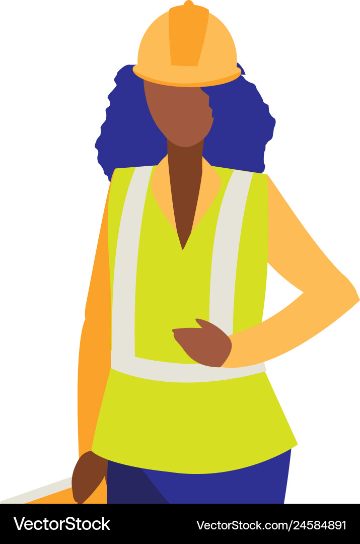 Female industrial black worker character Vector Image