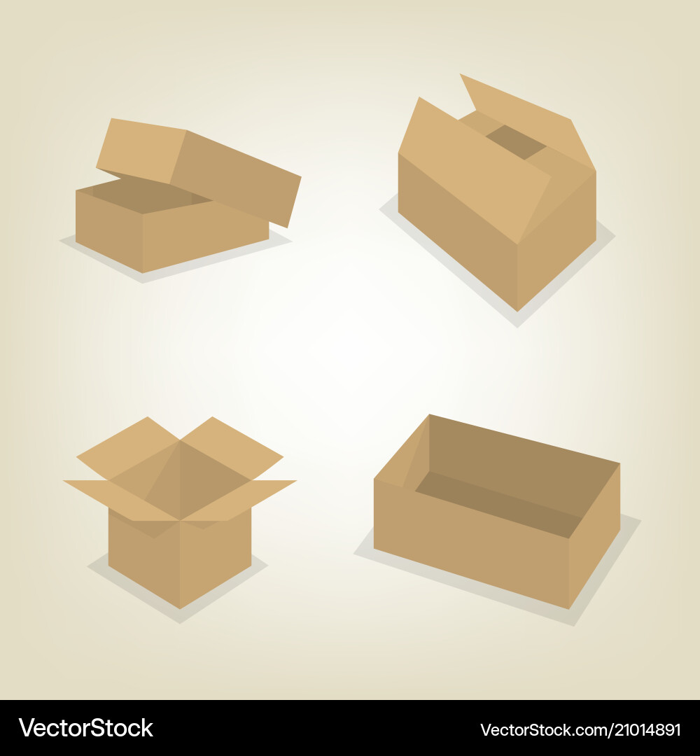 Flat icons of cardboard boxes Royalty Free Vector Image