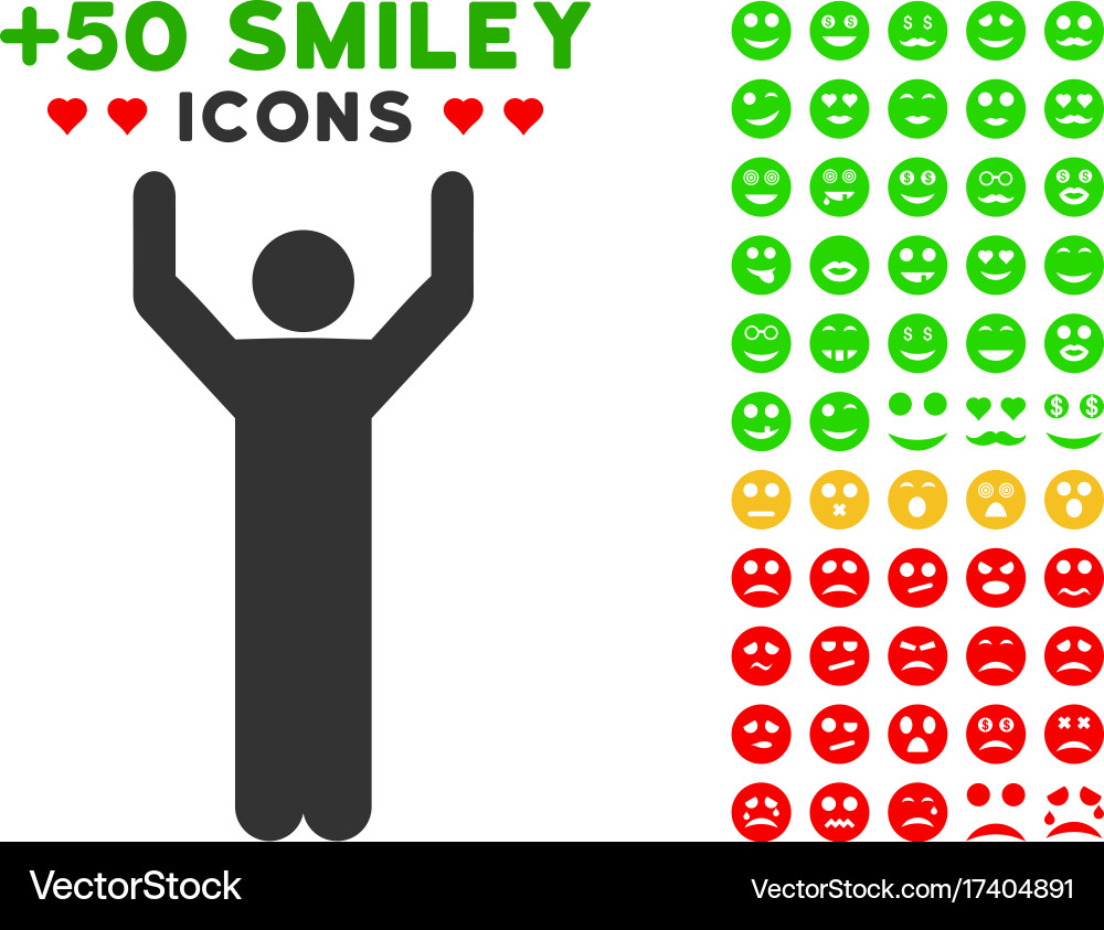 Hands up pose icon with bonus emotion clipart Vector Image