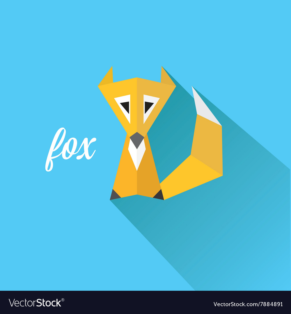 Little fox flat icon Royalty Free Vector Image