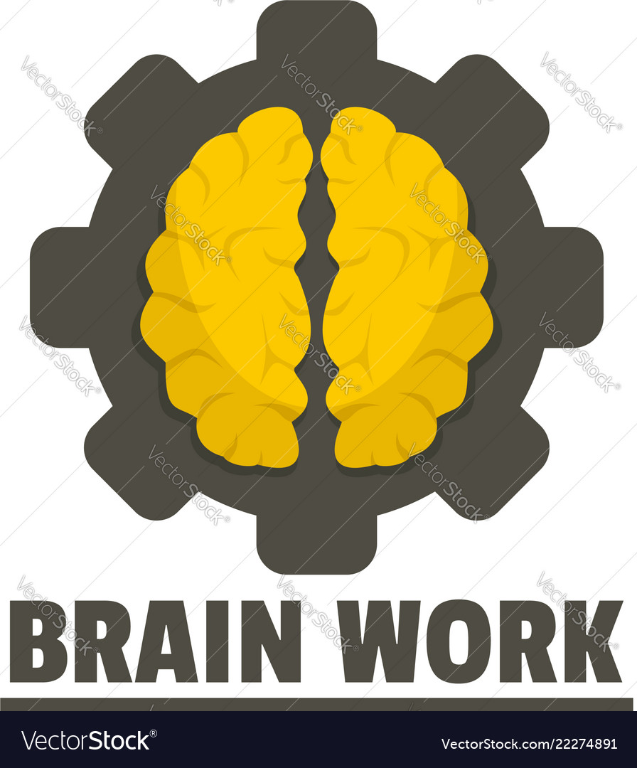 Logic brain work logo flat style Royalty Free Vector Image