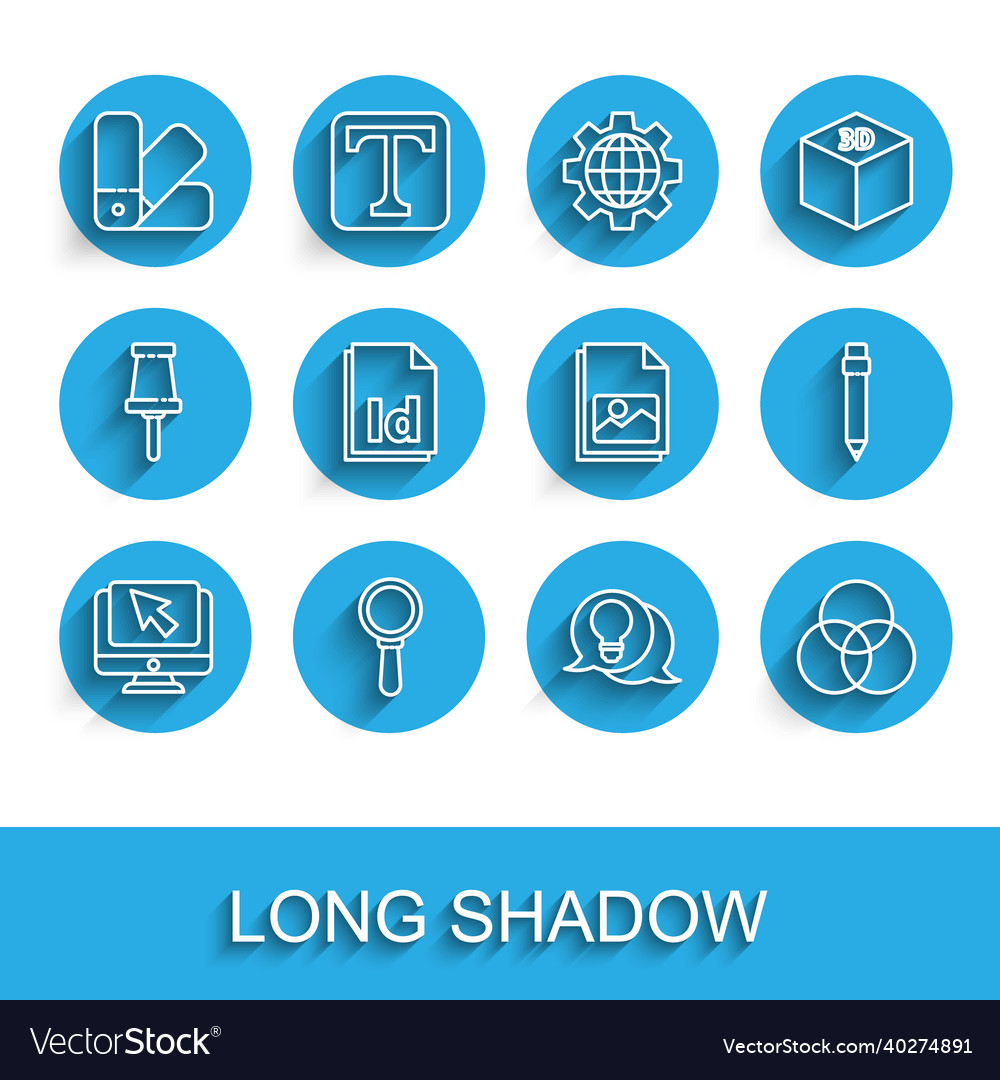 Set line computer monitor and cursor magnifying Vector Image