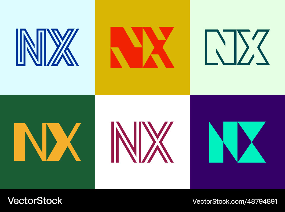 Set of letter nx logos Royalty Free Vector Image