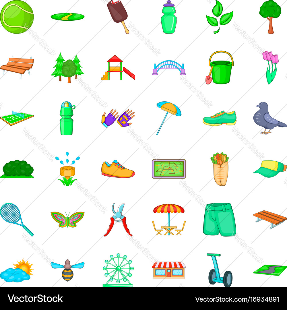 Summer icons set cartoon style Royalty Free Vector Image