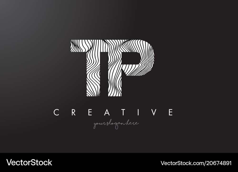 Tp t p letter logo with zebra lines texture Vector Image