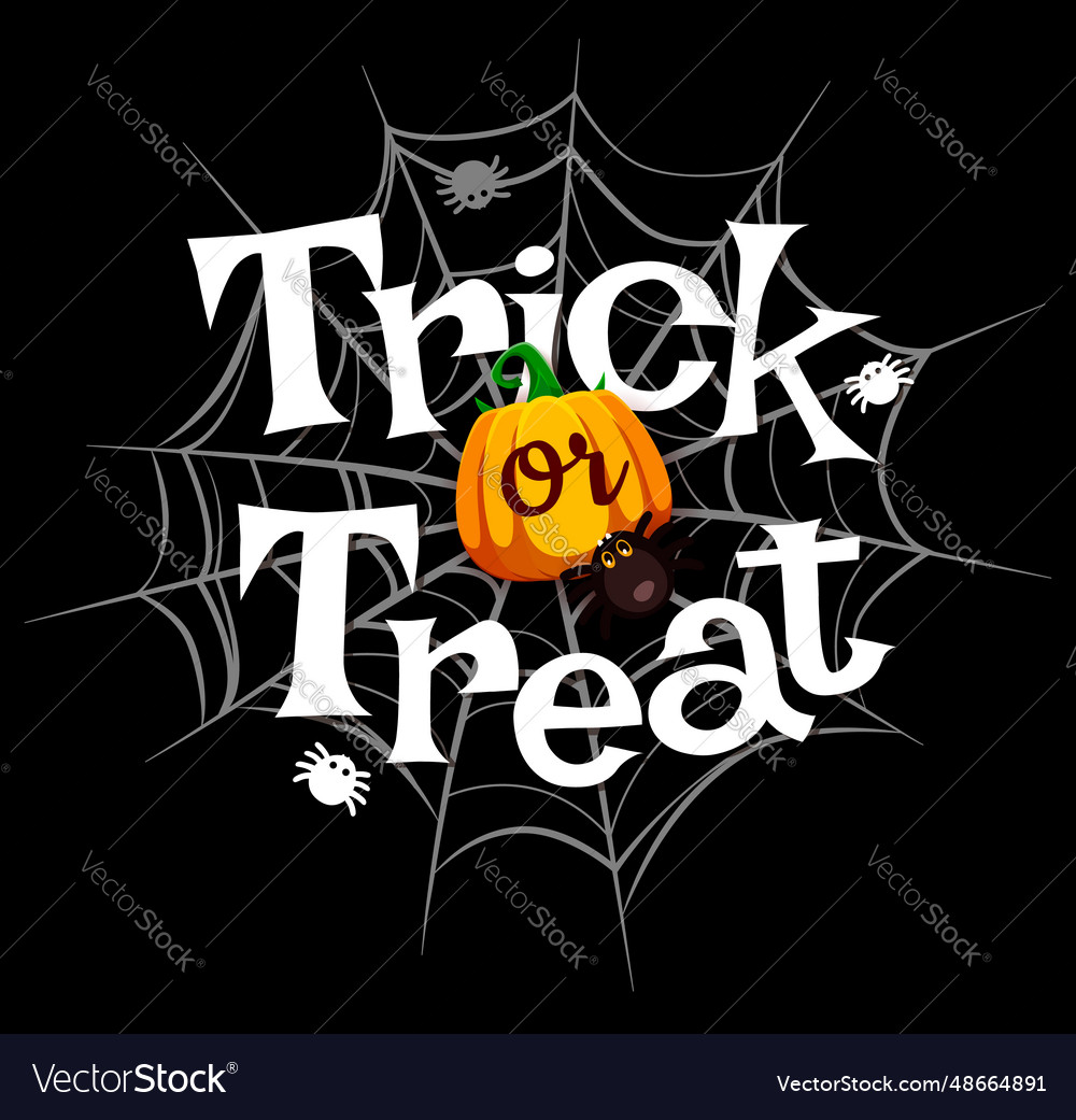 Trick or treat halloween banner cobweb and spider Vector Image