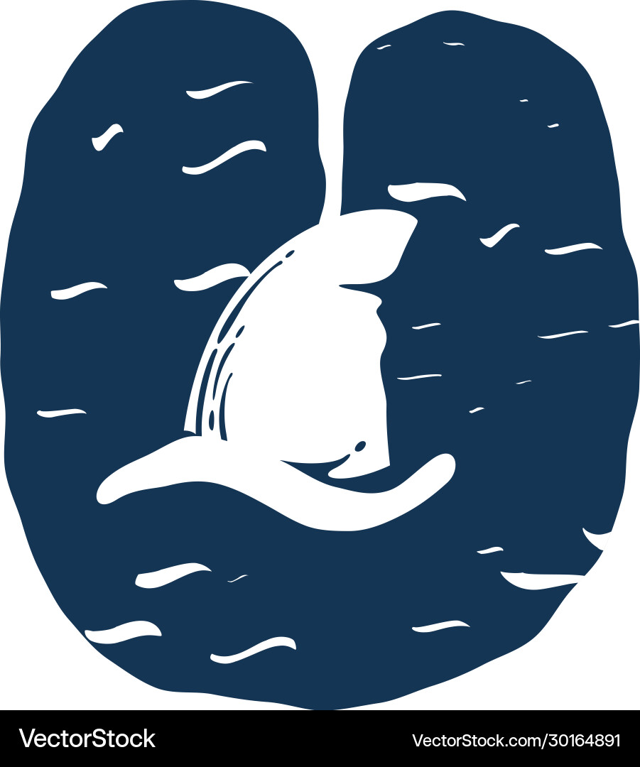 U letter logo with sharks fin Royalty Free Vector Image